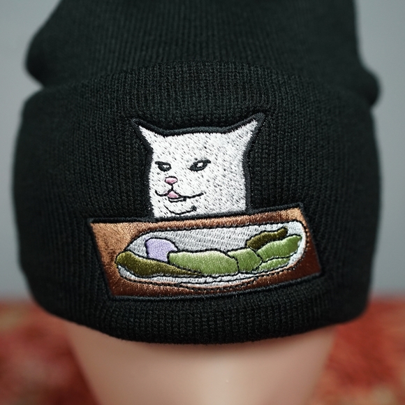 Accessories | Cat From Lady Screaming At Cat Meme Beanie Hat | Poshmark